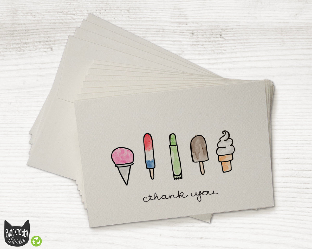 Popsicles and Ice Cream - Thank You Cards – Black Tabby Studio