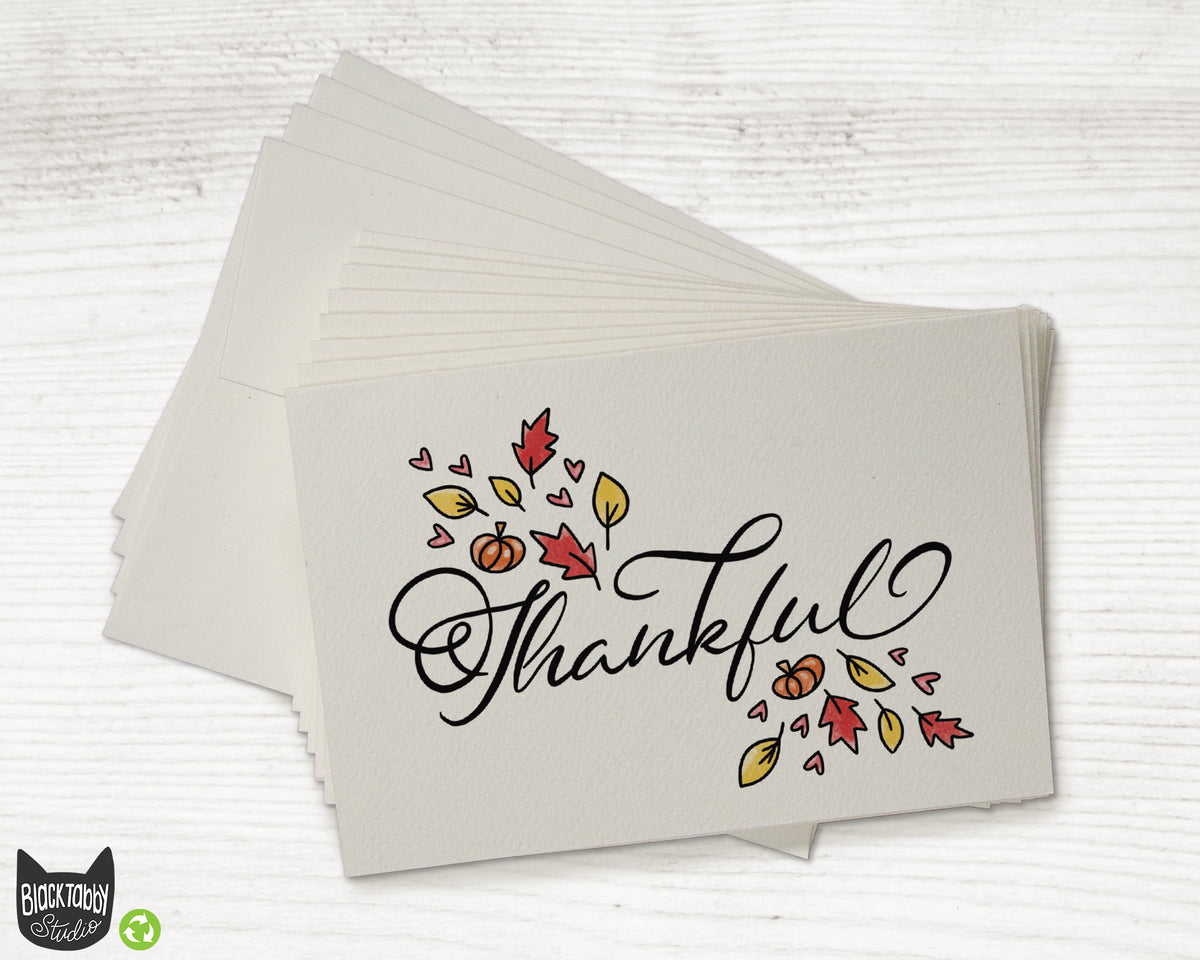 "Thankful" Fall Thanksgiving Greeting Cards - 24 Cards with Envelopes ...