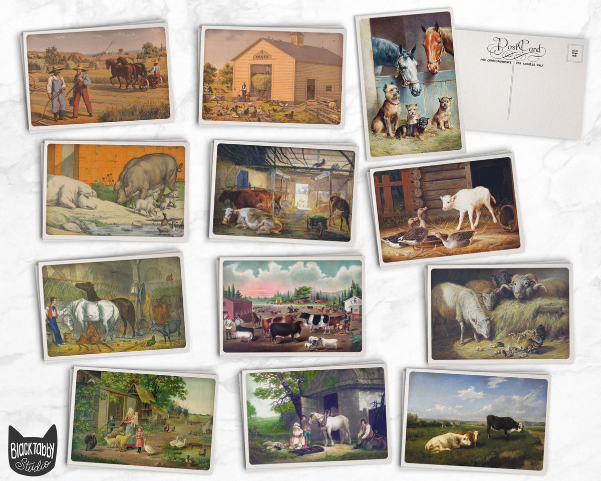 Vintage Farm - 24 Postcards – Black Tabby Studio