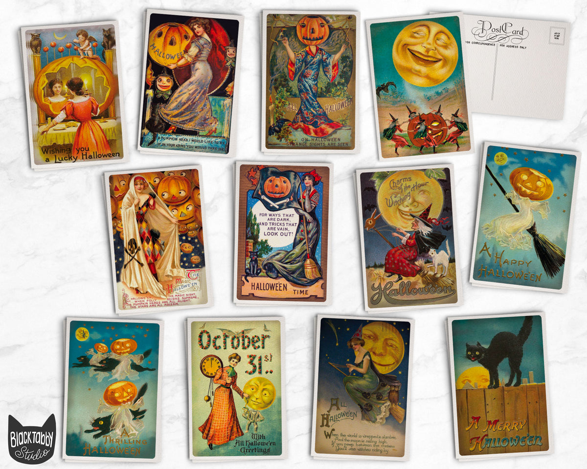 Vintage Spooky Halloween - 24 Postcards – Black Tabby Studio