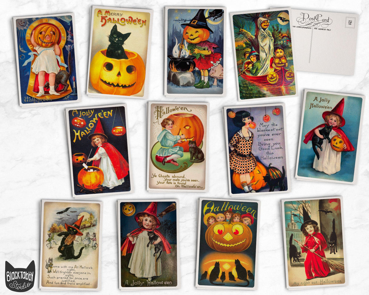 Vintage Creepy Kids Halloween - 24 Postcards – Black Tabby Studio