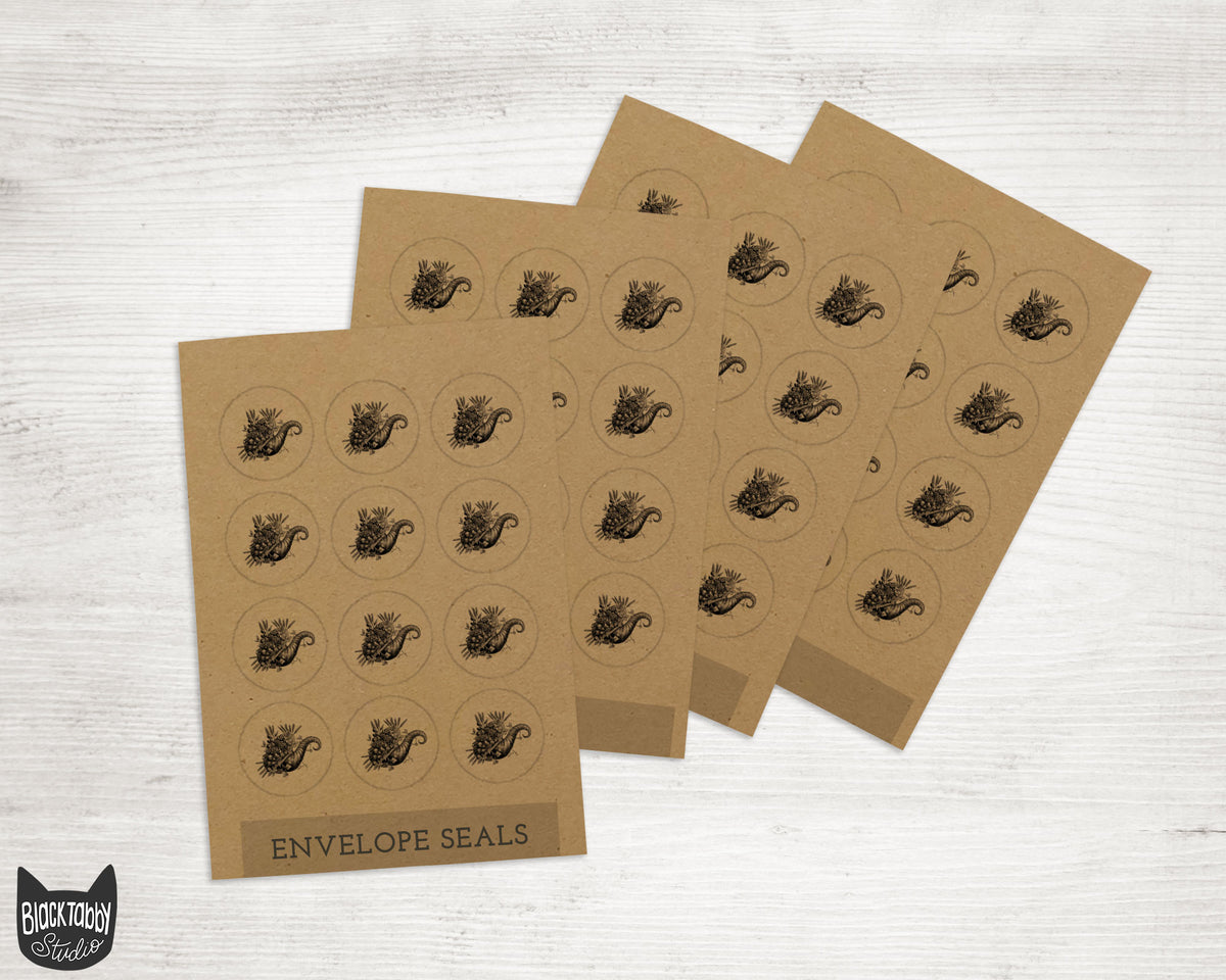 Kraft Cornucopia Sticker Seals for Envelopes & Stationery – Black Tabby ...
