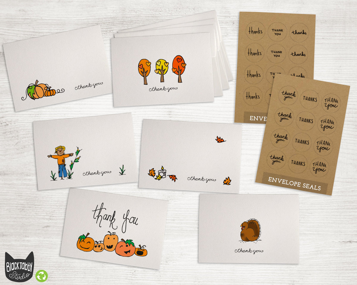 Fall & Thanksgiving Thank You Collection - 24 Cards with Envelopes & S ...