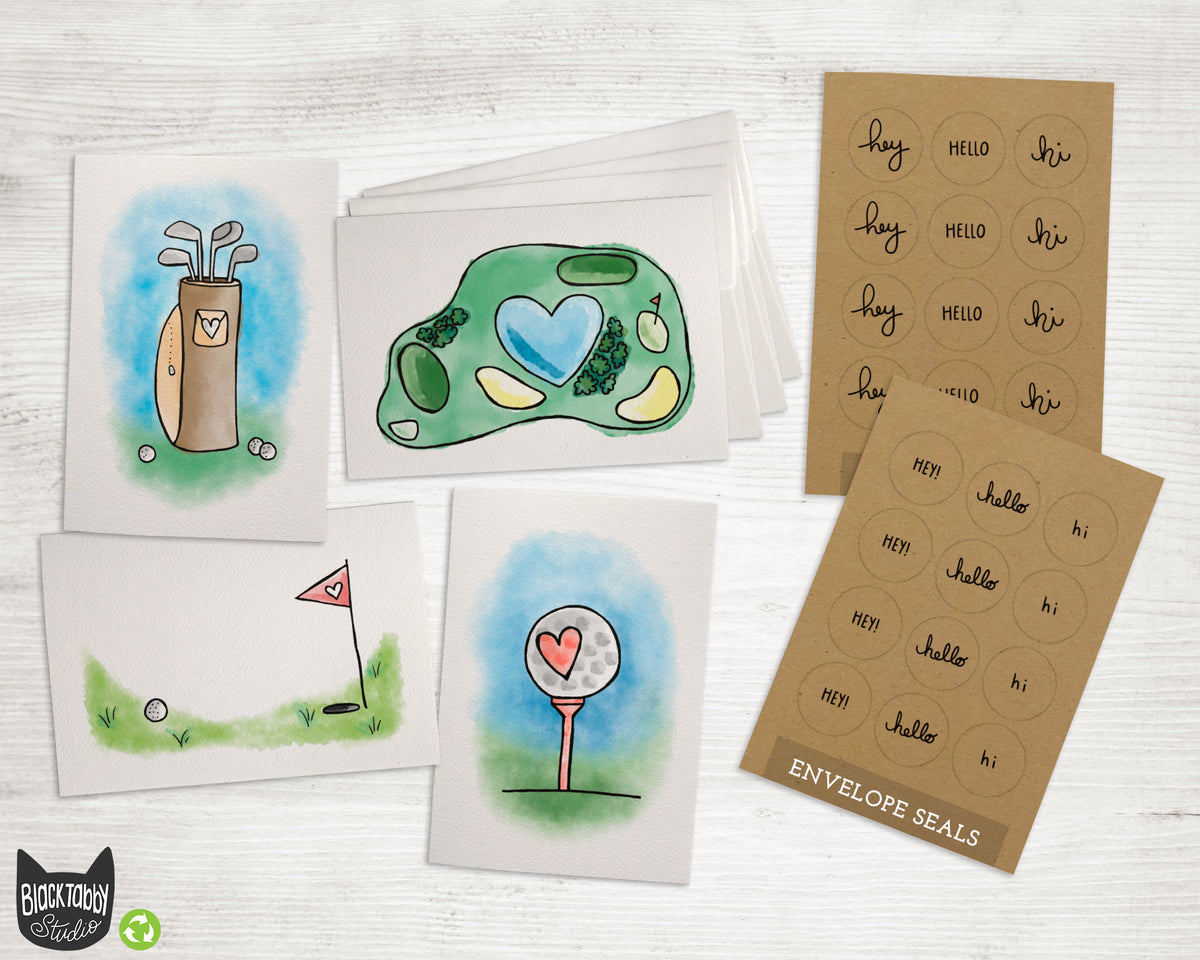 Golf Greeting Card Collection - 24 Note Cards with Envelopes & Sticker ...
