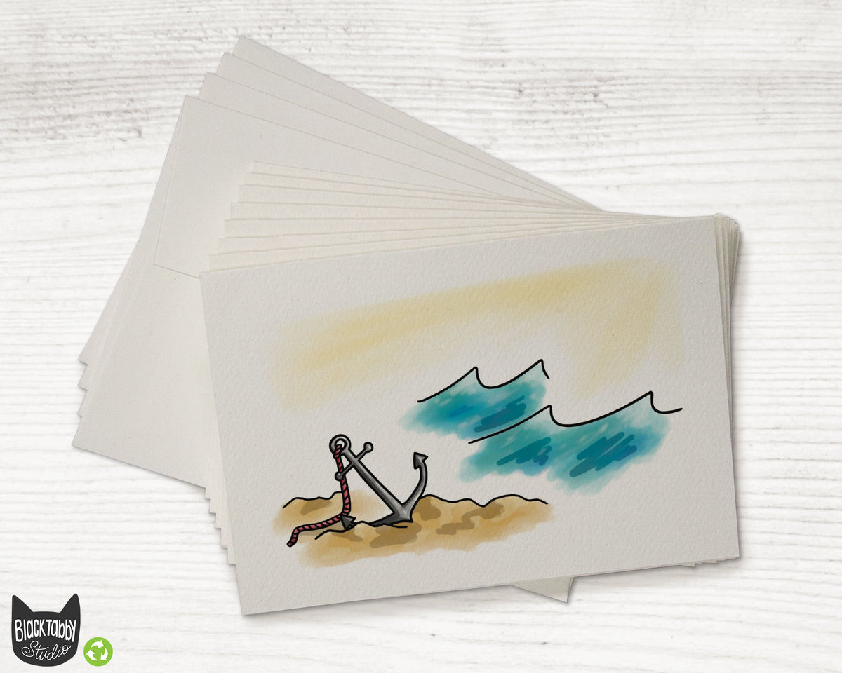 Anchor Note Cards Set - 24 Pack with Envelopes – Black Tabby Studio