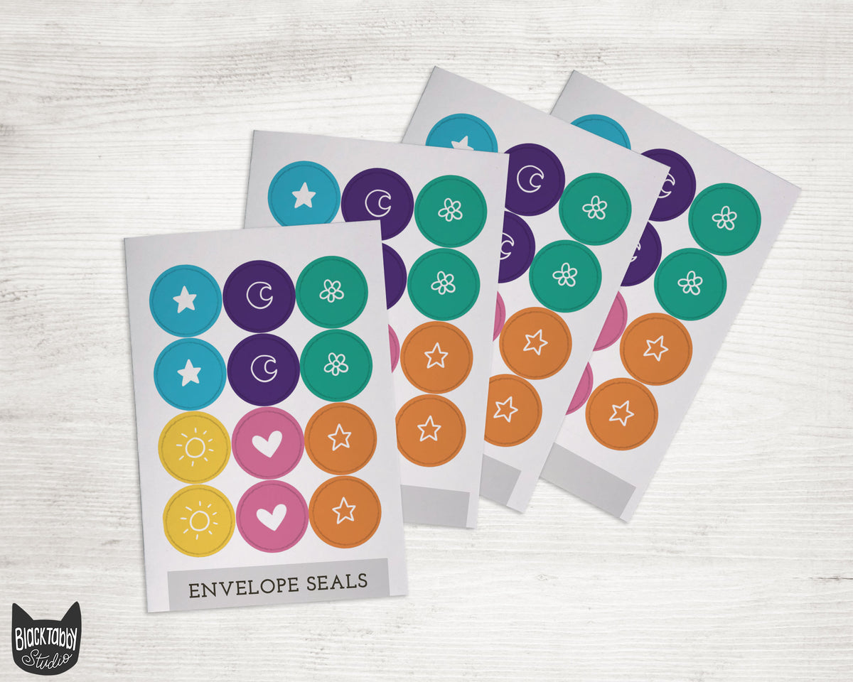 Cute & Colorful Sticker Seals for Envelopes & Stationery – Black Tabby ...